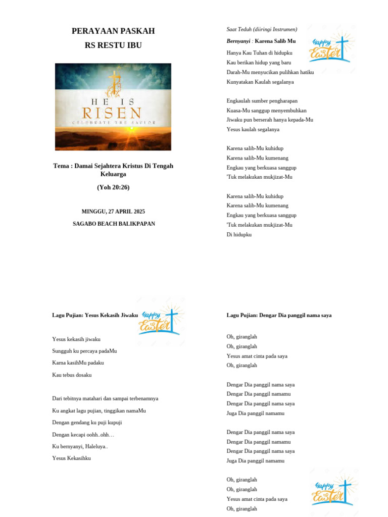 Tata Ibadah Paskah 2025 | PDF