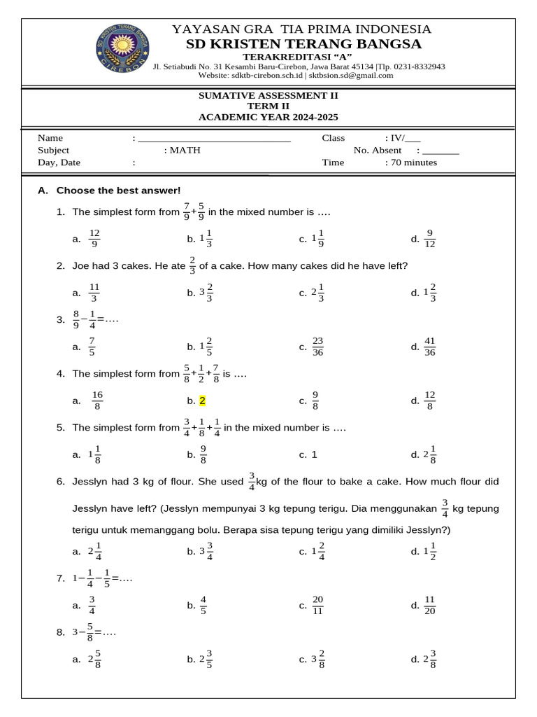 Math Assesment Sumative 2 Answer Key | PDF | Chess Openings | Chess Theory