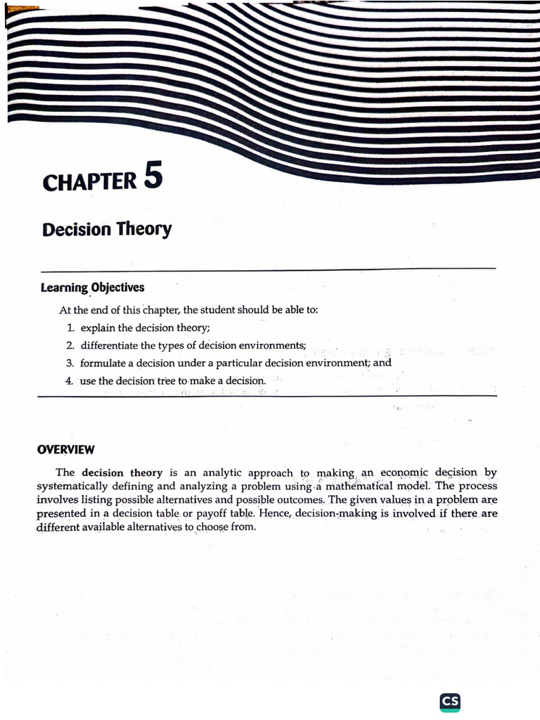 CHAPTER 5 Decision Theory | PDF