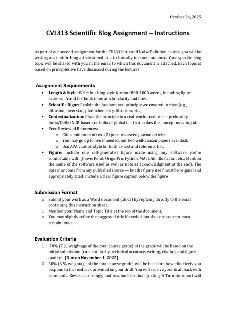 Scientific Blog Assignment Instructions | PDF | Apa Style | Turnitin