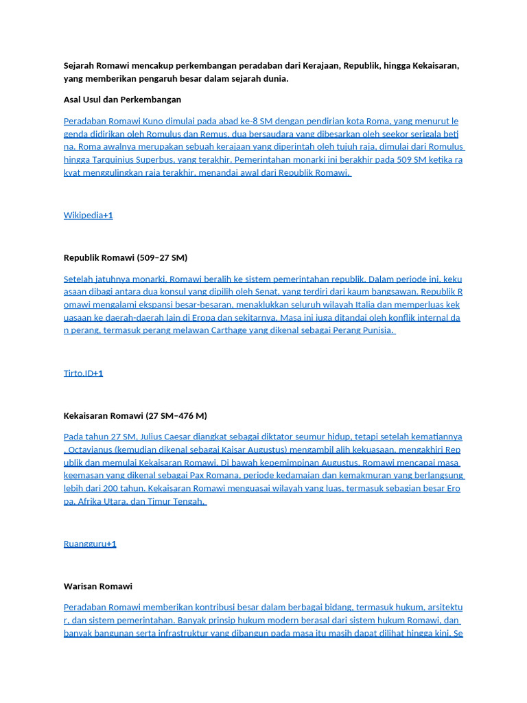 Sejarah Peradaban Romawi Kuno | PDF