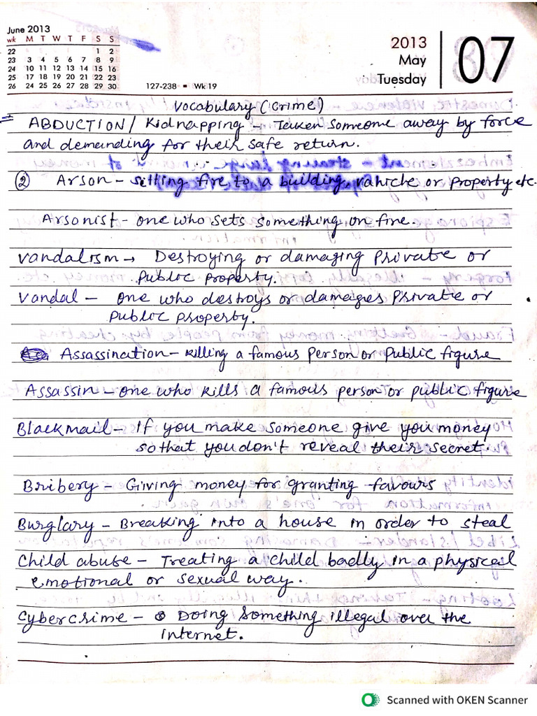 Crime Vocabulary | PDF