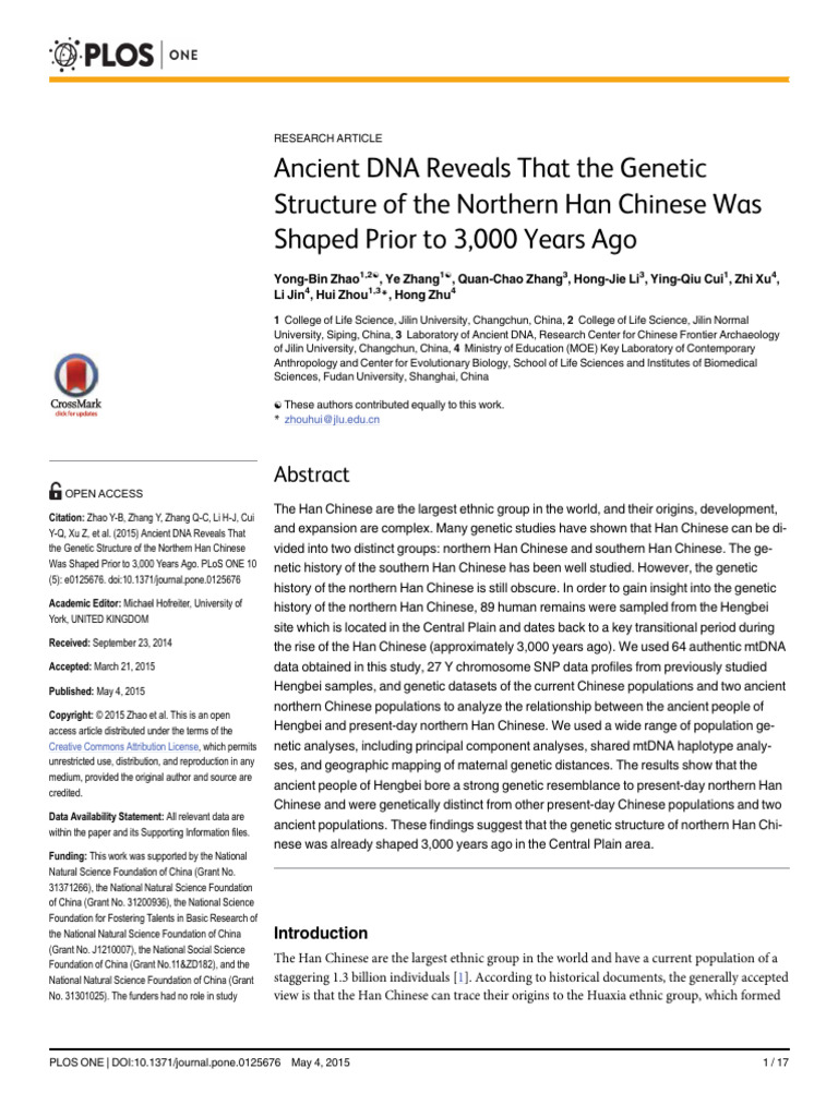 Ancient DNA Reveals That The Genetic Structure of The Northern Han ...