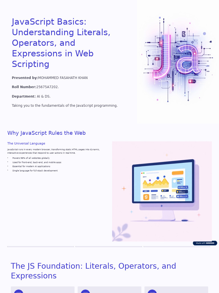 JavaScript Basics Understanding Literals Operators and Expressions in ...