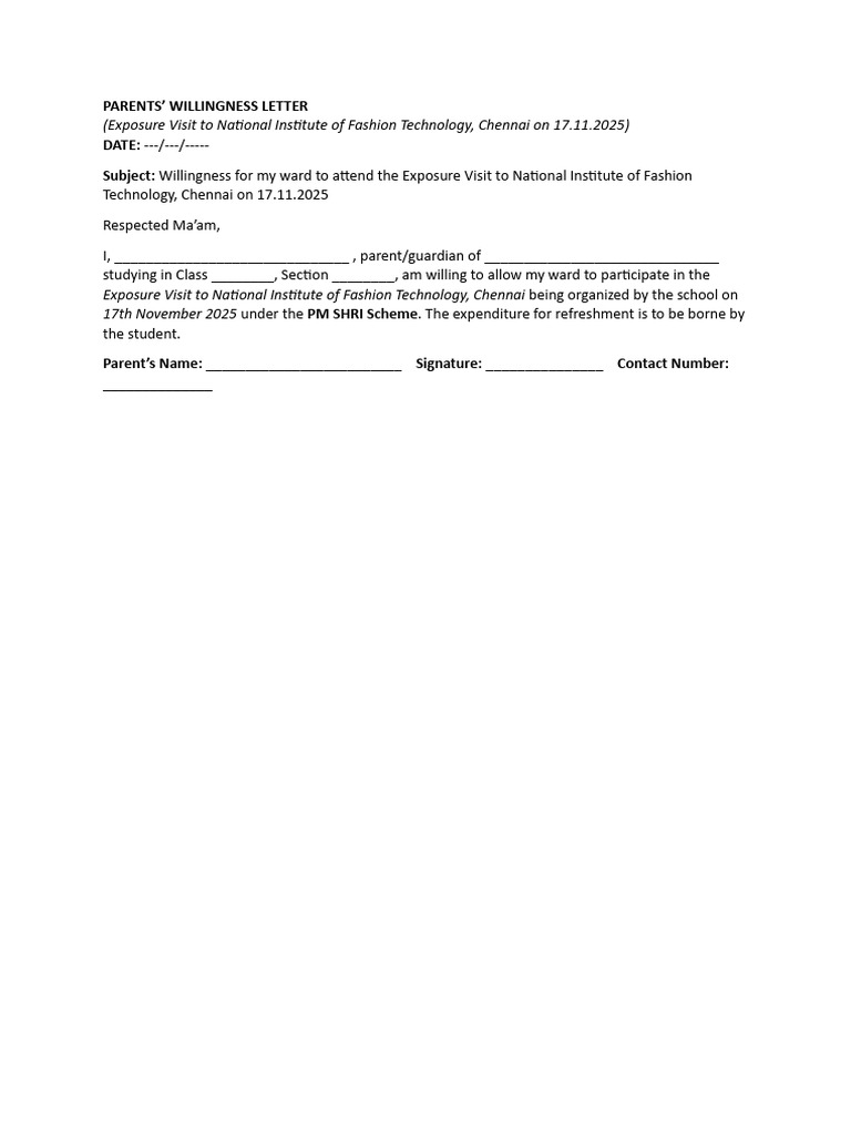 Willingness Letter | PDF