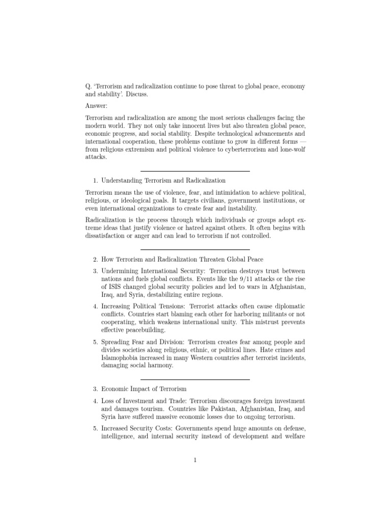 Global Threats: Terrorism & Radicalization | PDF | Extremism | Violence