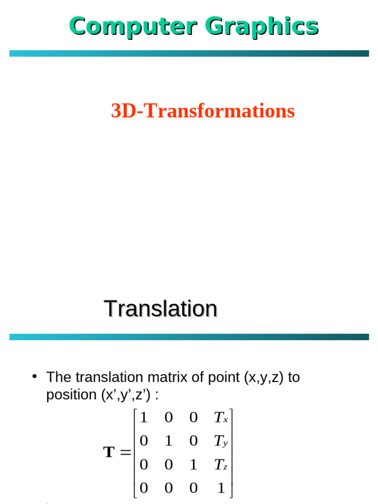 Unit-4 3D Graphics (Ii) | PDF | Cartesian Coordinate System | Rotation