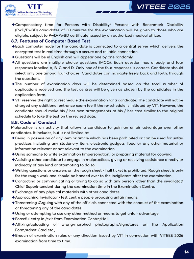 VITEEE Prospectus Pages 4 | PDF