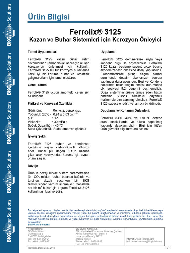 Ferrolix 3125 TR | PDF