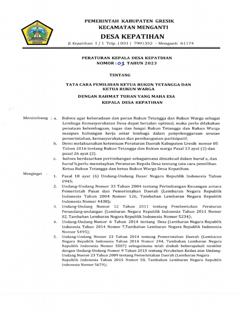 Perkades Rt Rw (Terbaru) | PDF