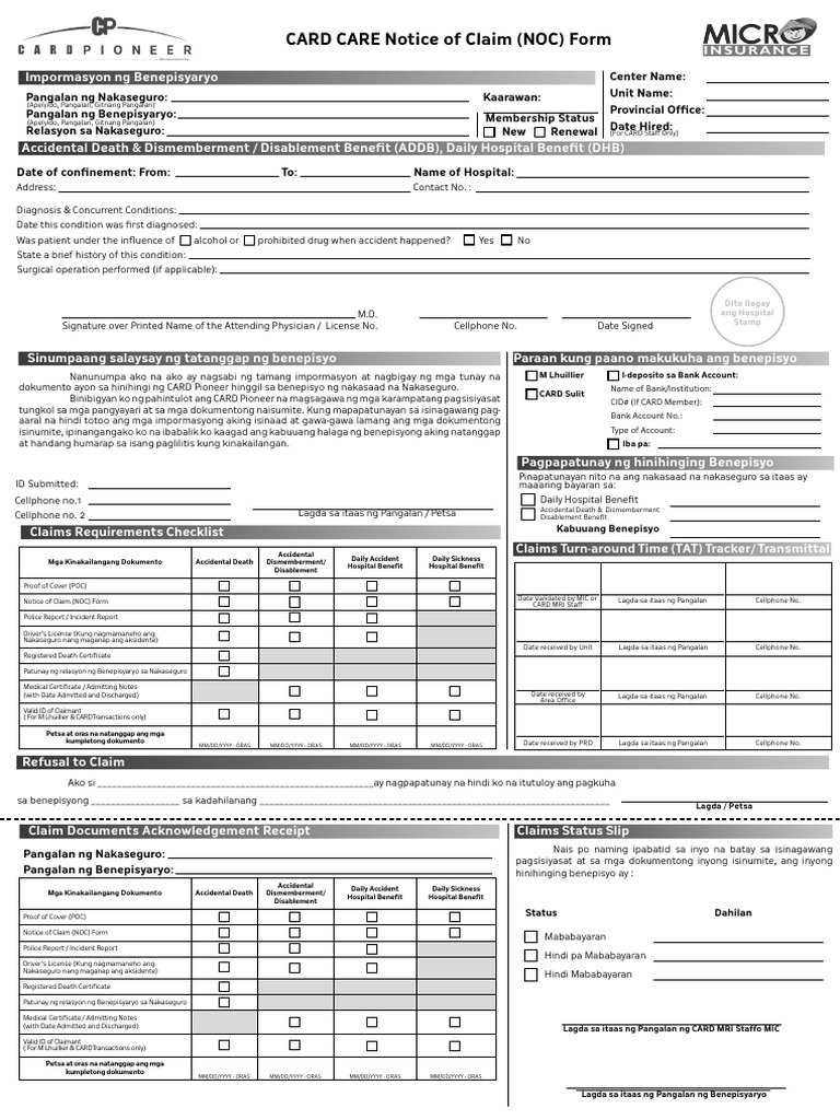 CARD Care Notice of Claim Form | PDF