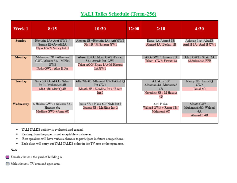 YALI Talks Schedule 256 | PDF