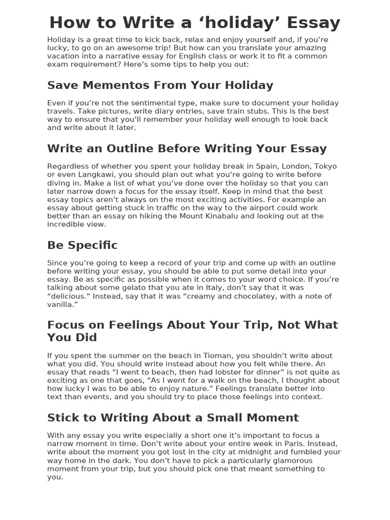 Crafting Memorable Holiday Essays | PDF