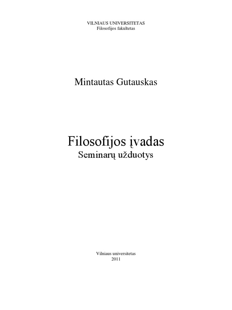 Filosofijos Ivadas Seminaru Uzduotys | PDF