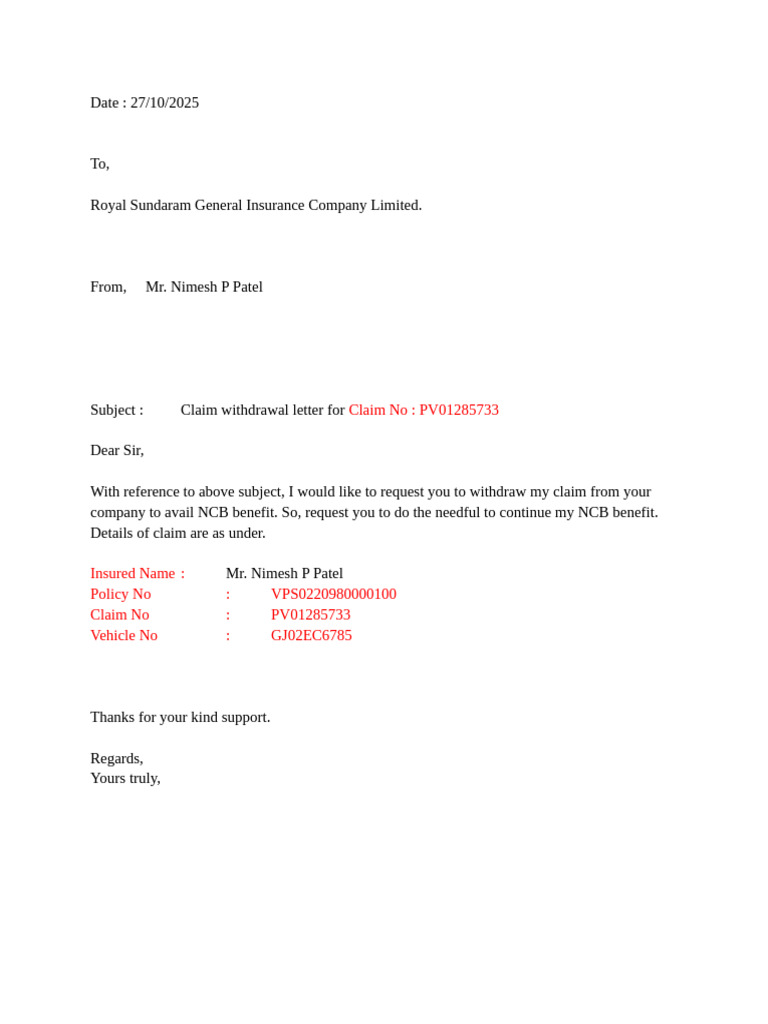 Claim No: PV01285733 | PDF
