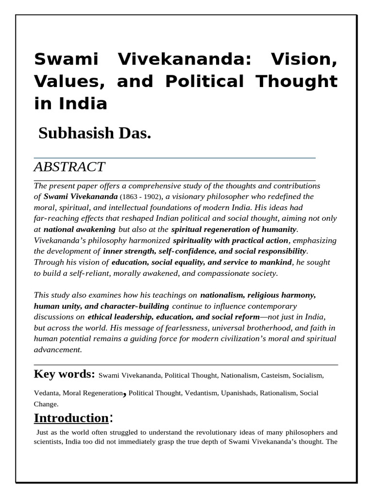 Swami Vivekananda's Political Philosophy | PDF | Swami Vivekananda ...