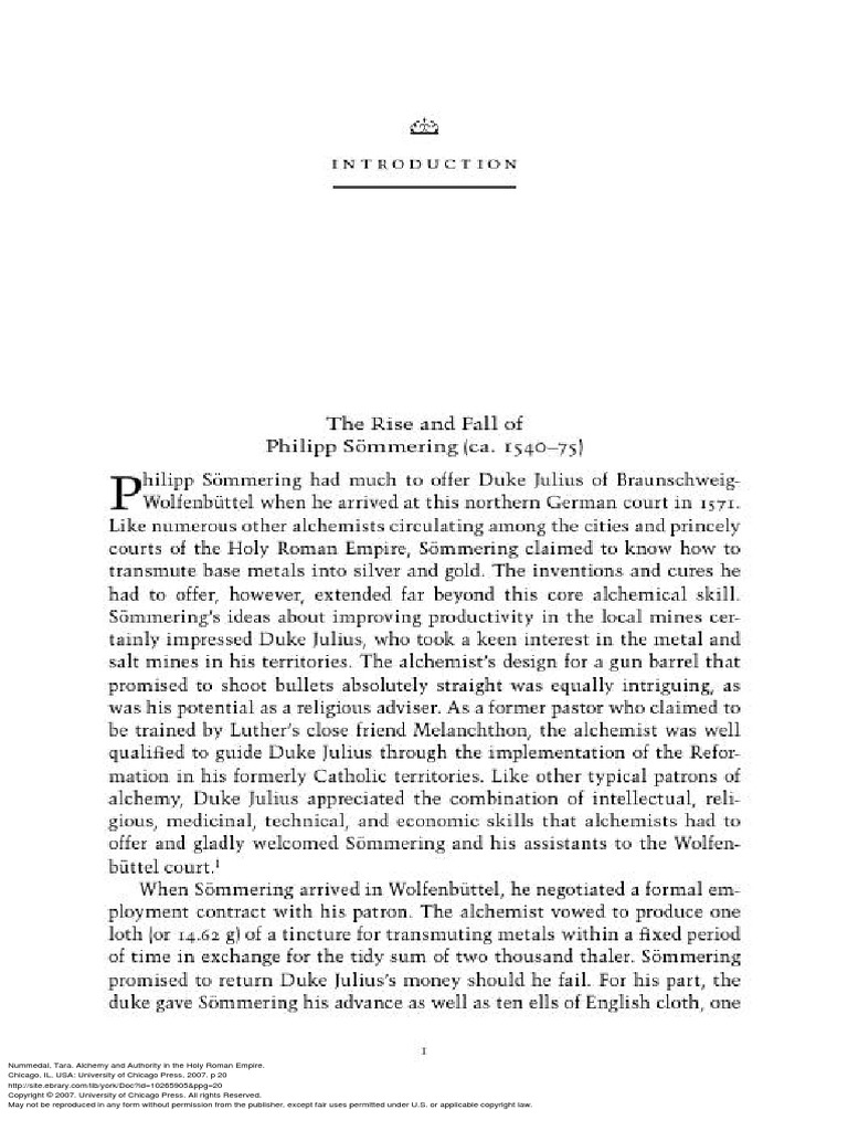 Alchemy and Authority in The Holy Roman Empire Introduction | PDF ...