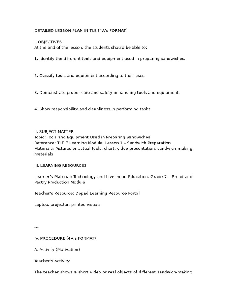 DLP Tle | PDF | Teachers | Knife