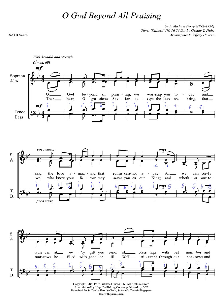 O God Beyond All Praising SATB (Annotated) | PDF