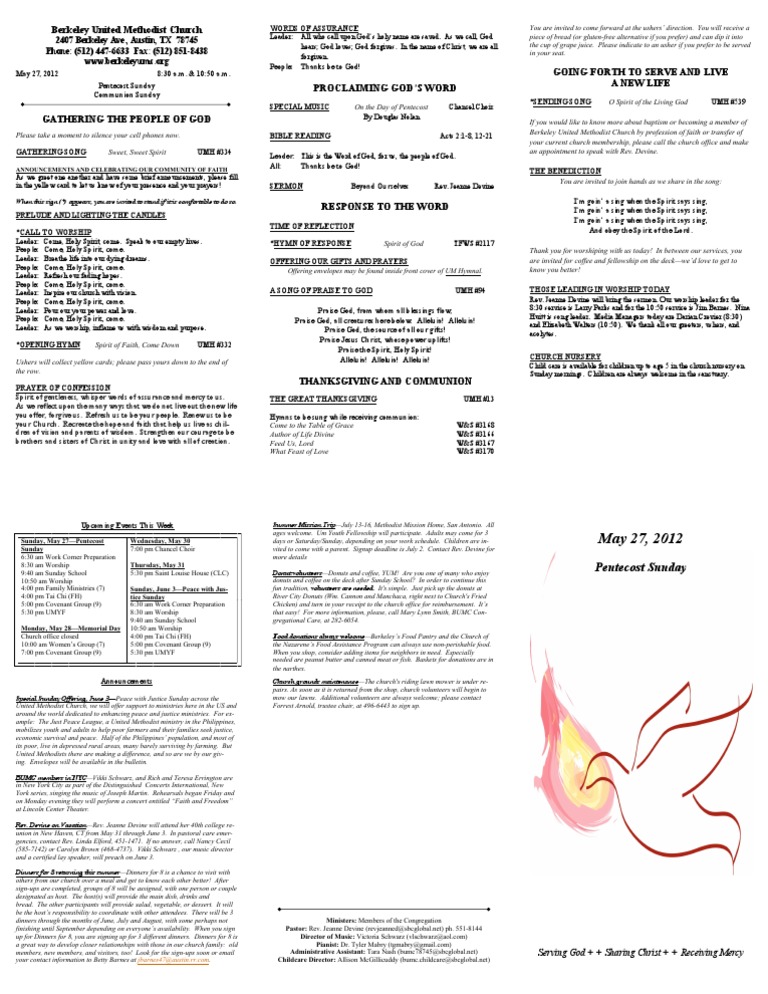 Bulletin - 20120527 Comm | PDF | United Methodist Church | Eucharist