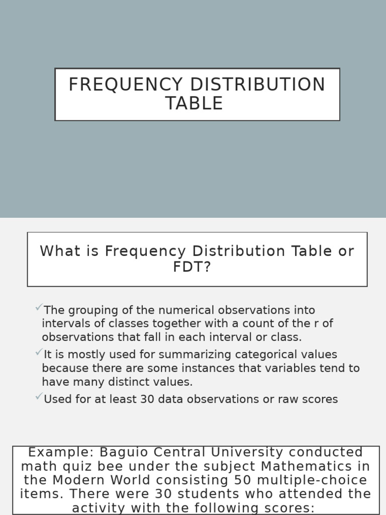 Frequency Distribution Table | PDF | Categorical Variable | Percentile
