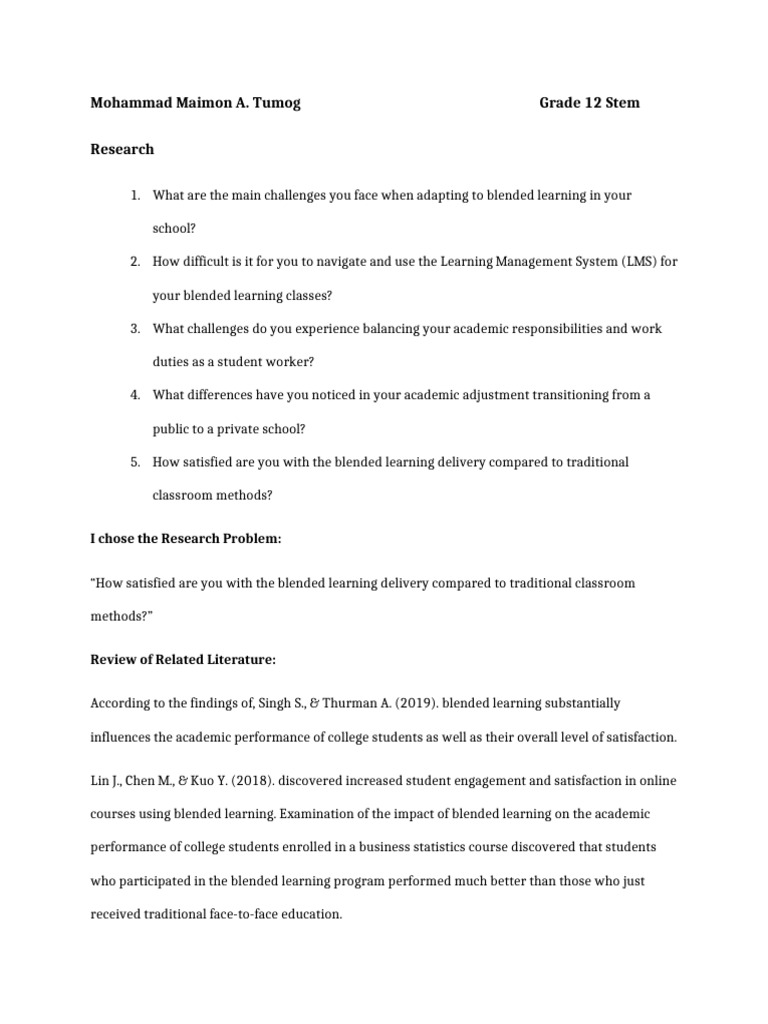 Research Grade 12 (Individual) Mohammad Maimon Tumog | PDF | Likert Scale | Learning