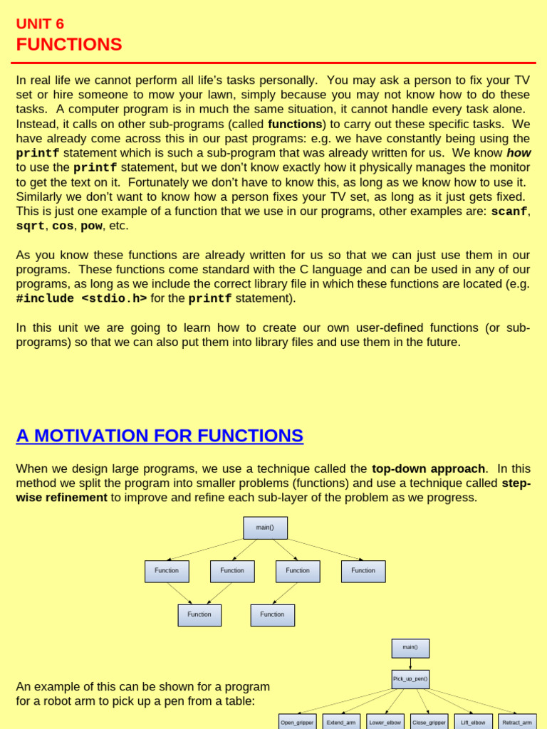 Unit 6 - Functions | PDF | Parameter (Computer Programming) | Function ...