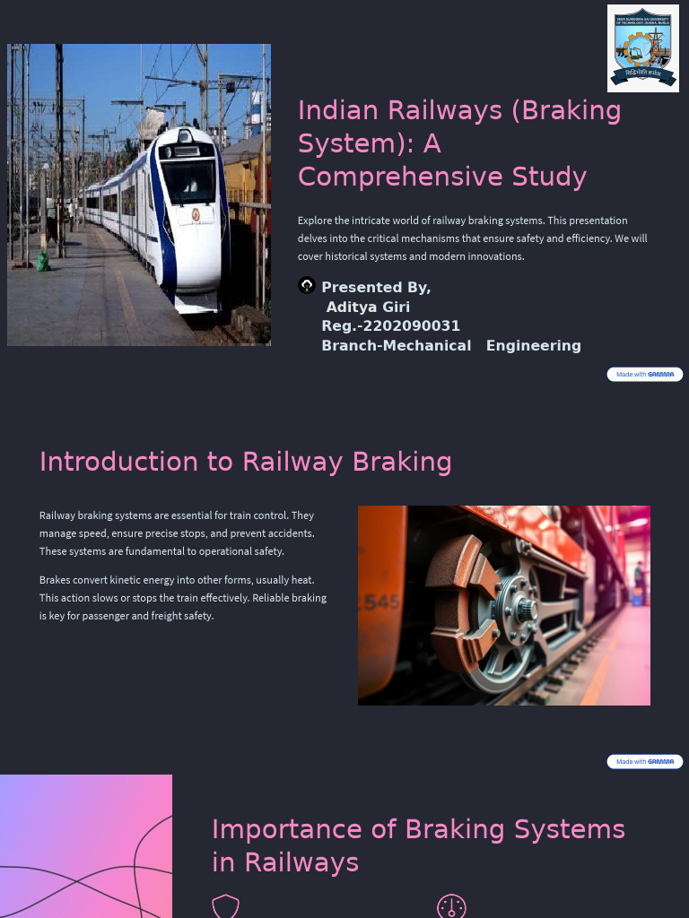 Aditya Giri (Presentation on Indian Railway) | PDF | Brake | Vehicle Technology