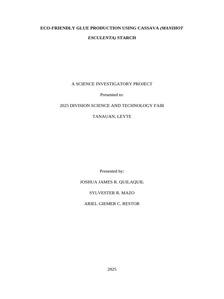 Eco-Friendly Cassava Starch Glue Production | PDF | Adhesive | Starch