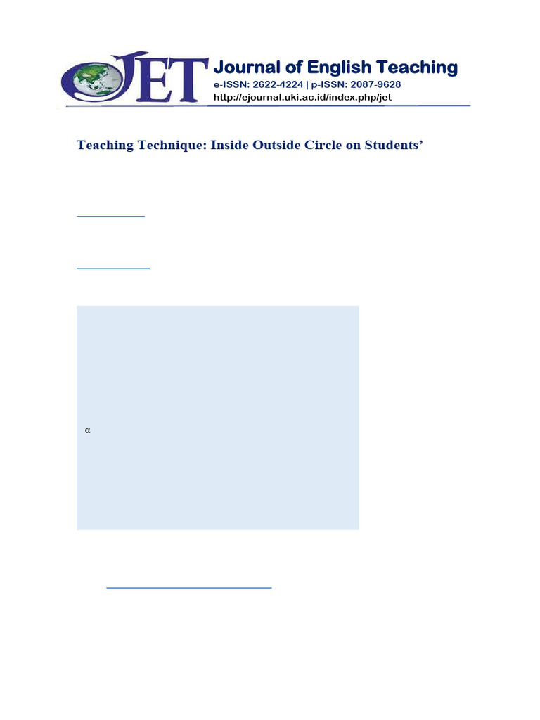 Inside Outside Circle for Writing Skills | PDF | Student's T Test ...