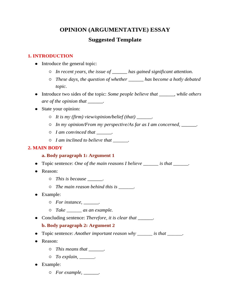 Handout (Suggested Template Useful Expressions) 2 | PDF | Argument | Reason