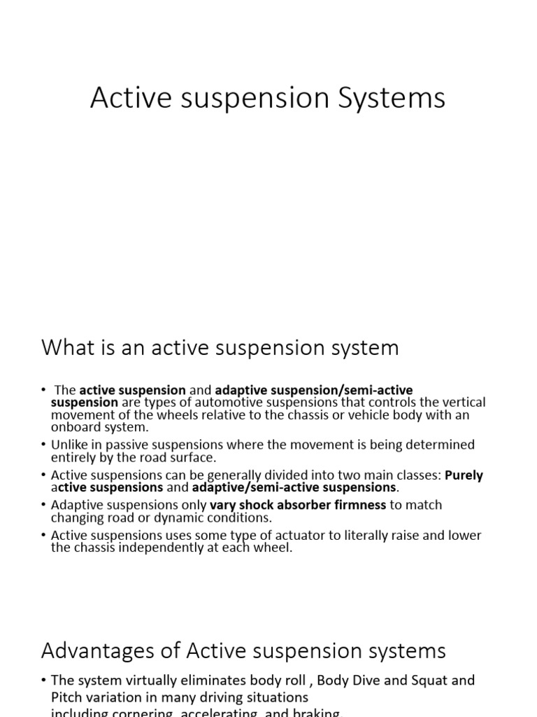 Active Suspension Systems Explained | PDF | Mechanical Engineering ...