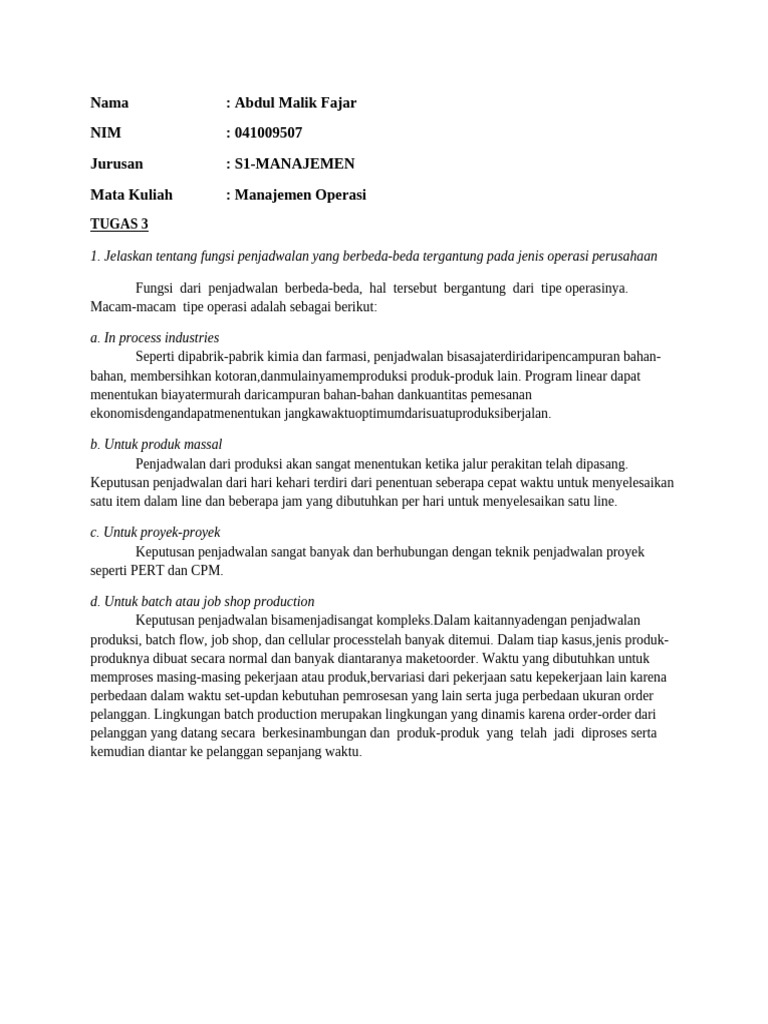 Penjadwalan Operasi dan Johnson’s Rule | PDF