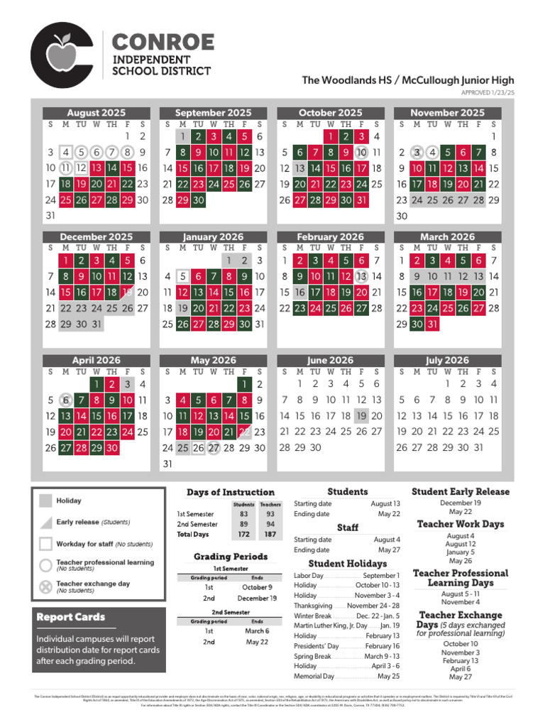 2025-2026 Red Green Calendar | PDF | Section 504 Of The Rehabilitation ...