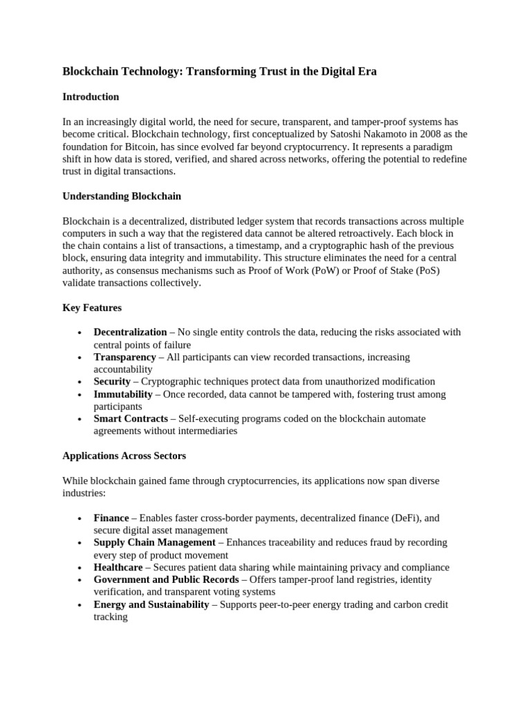 Blockchain Technology | PDF | Cryptocurrency | Computing