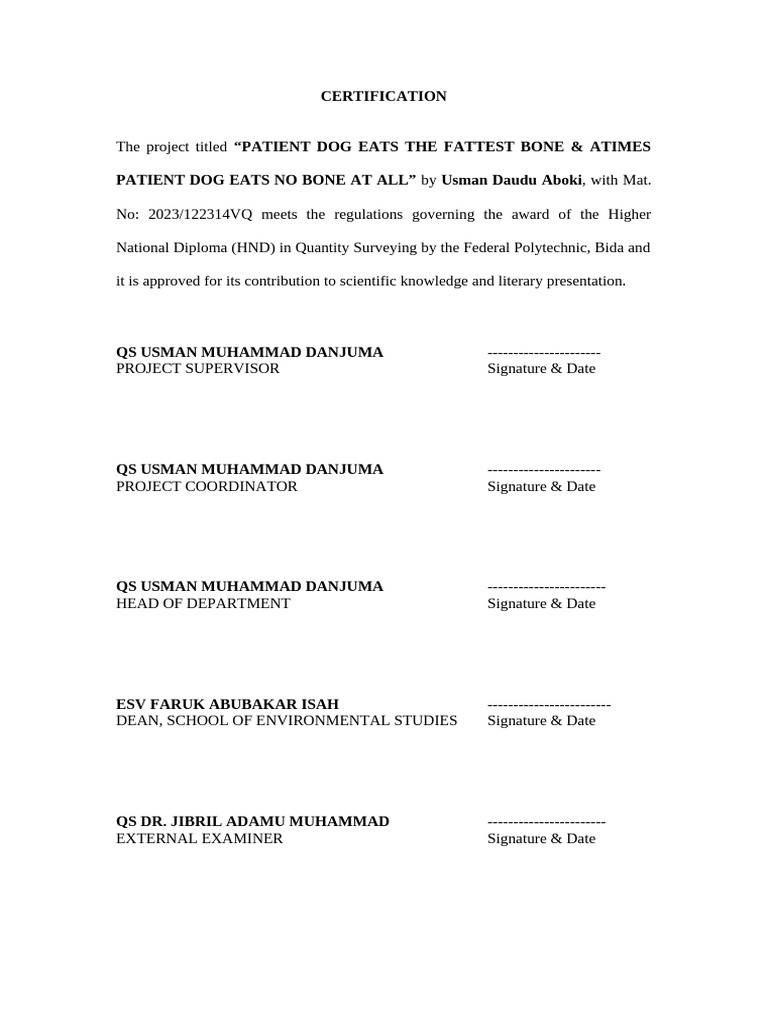 Bida HND Certification Approval | PDF