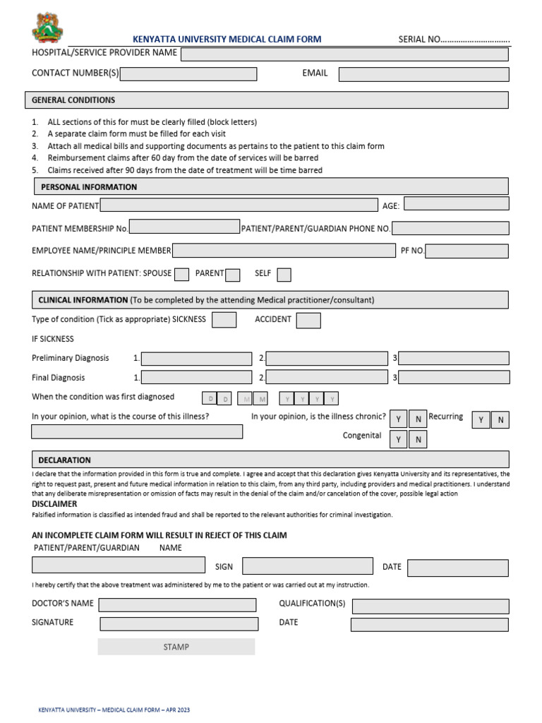 Ku Outpatient Claim Form - Apr 2023 (1) | PDF | Patient | Social Programs