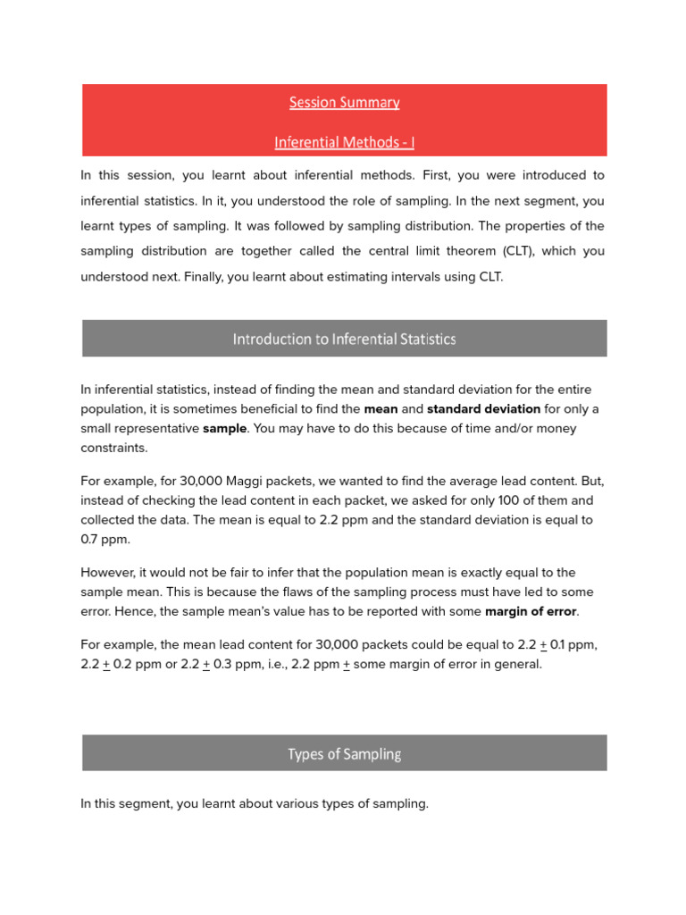 Inferential+Methods+I | PDF | Standard Error | Normal Distribution