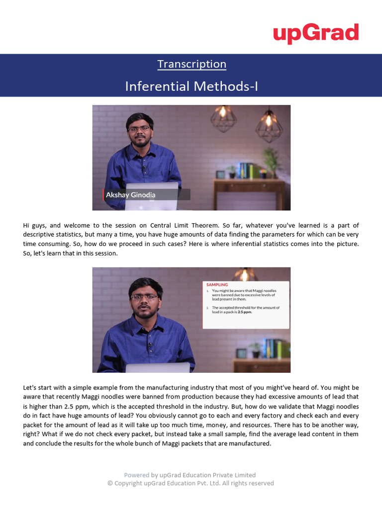 8. Inferential+Methods I+ +Transcription | PDF | Standard Deviation ...