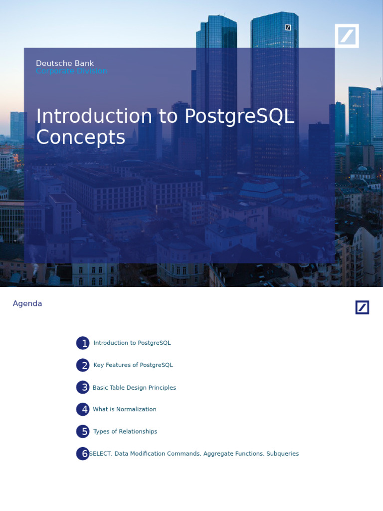 Db+Bank+Ppt Postgresql Module1 Day1 Int | PDF | Postgre Sql | Databases
