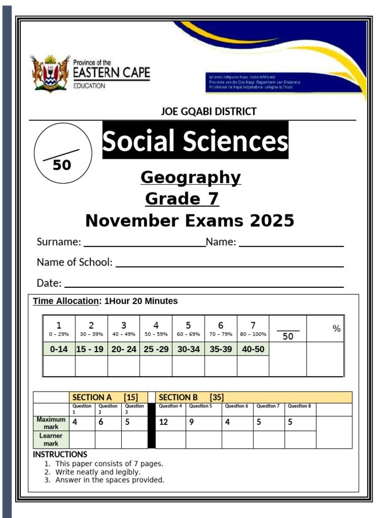 Grade 7 Geography Nov 2025. | PDF | Black Death | Camping