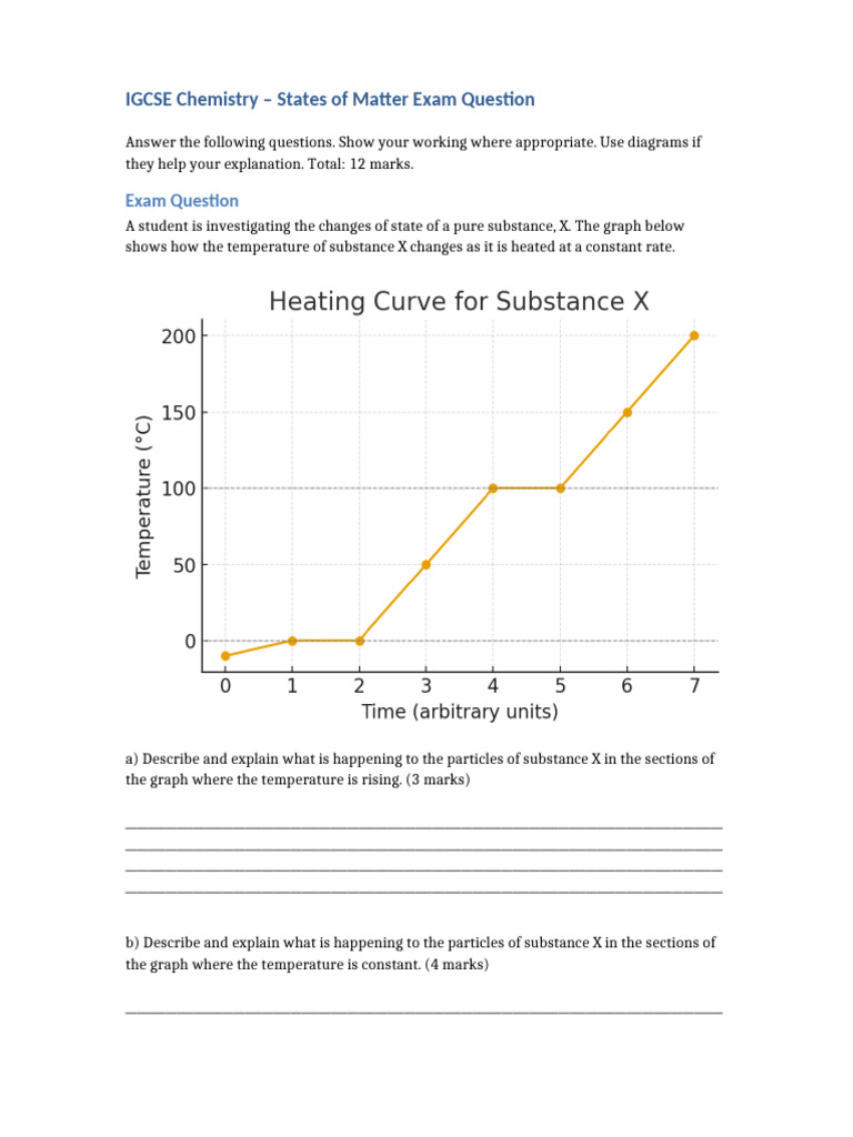 IGCSE Chemistry States of Matter Exam Question | PDF | Temperature ...