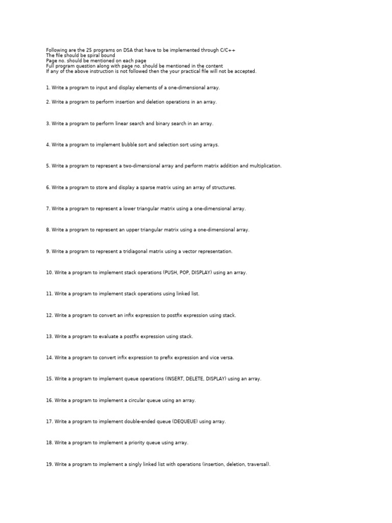 DSA Practical Programs | PDF