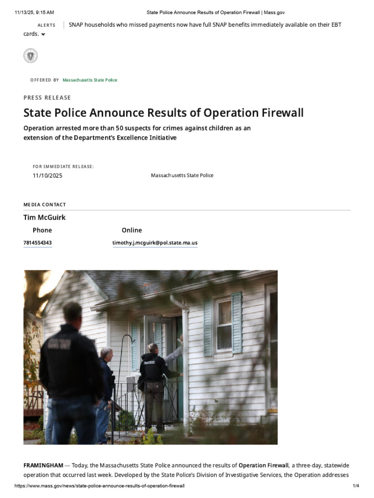 Massachusetts State Police Operation Firewall Results | PDF | District ...