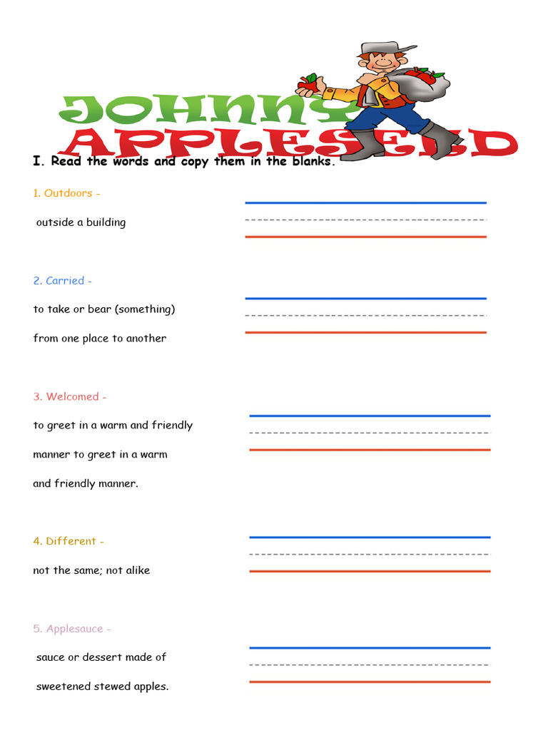 Johnny Appleseed Vocabulary and Activities | PDF