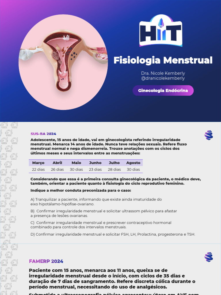 PDF de Slide - Fisiologia Menstrual | PDF | Ciclo menstrual | Hormônio ...