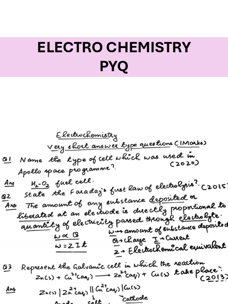 Pyq Electrochemistry | PDF