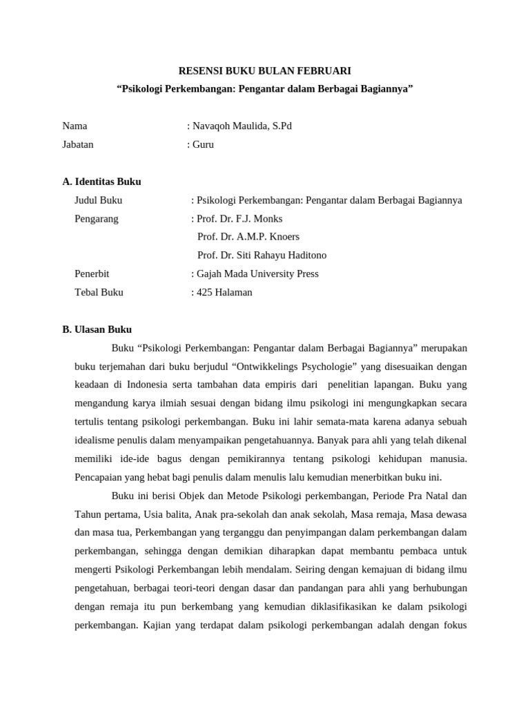 Resensi Buku Psikologi Perkembangan | PDF