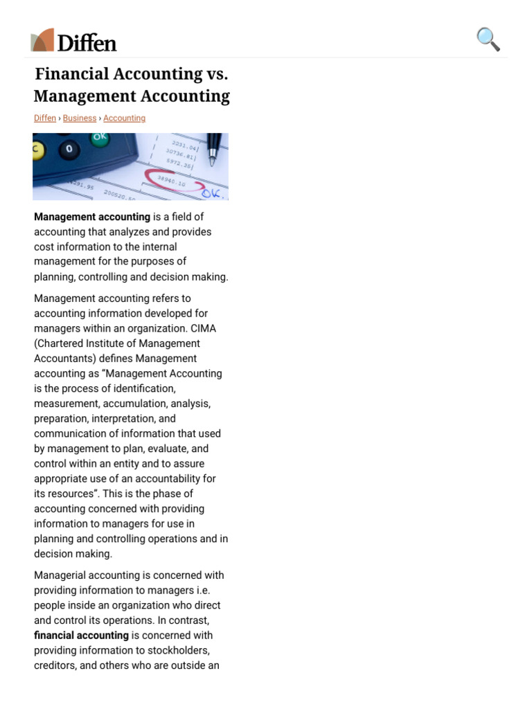Financial vs. Management Accounting | PDF | Accounting | Management ...