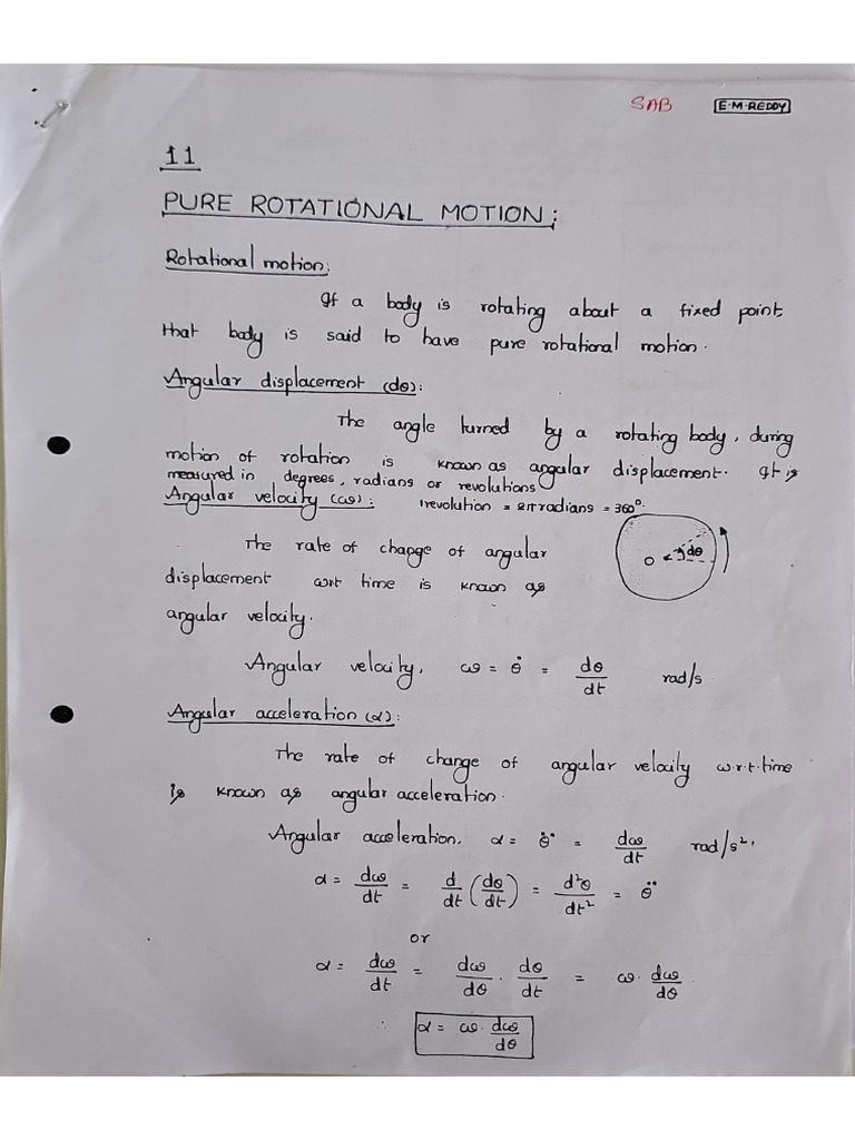 Pure Rotational Motion | PDF